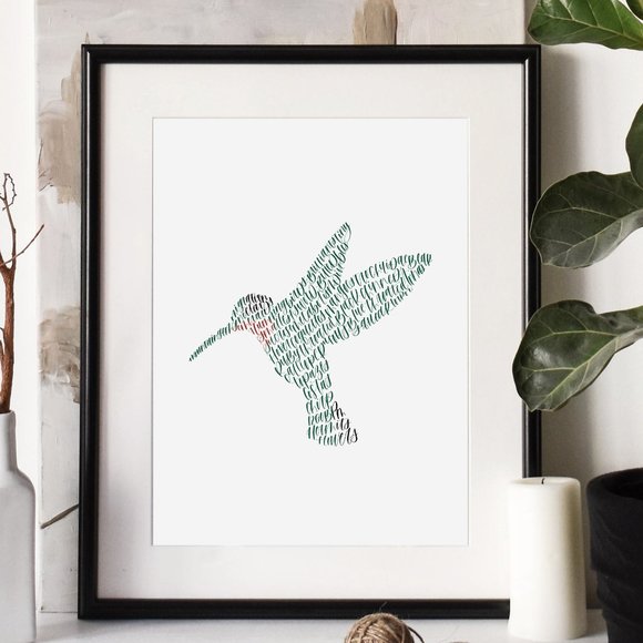 StoneFawx Studios | Wall Decor | Hummingbird Word Art | Poshmark